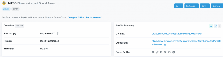 Identifying the significance of >100K BAB-minted Binance accounts ...